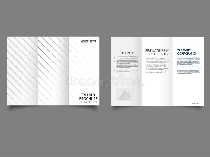 White Trifold Brochure. Flyer with Thin Lines on the Front of the Page ...