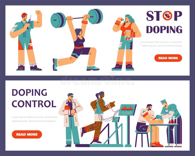 Doping Control with Athletes Undergoing Medical Tests, Flat Vector ...