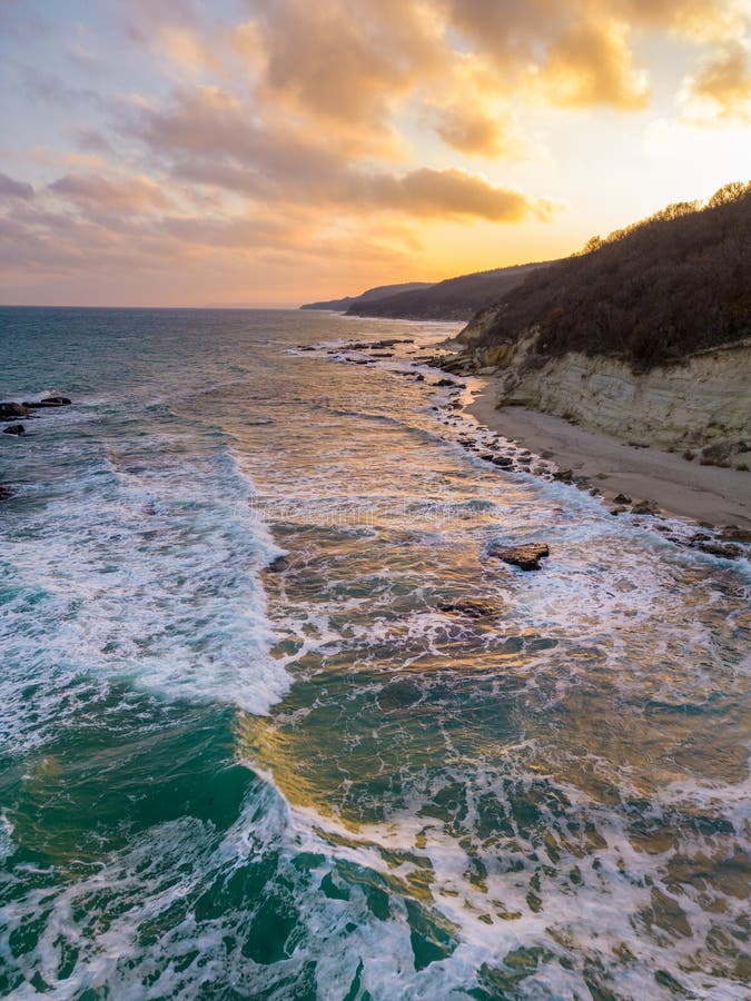 Flying Above the Beautiful Wild Beach in Bulgaria Stock Image - Image ...