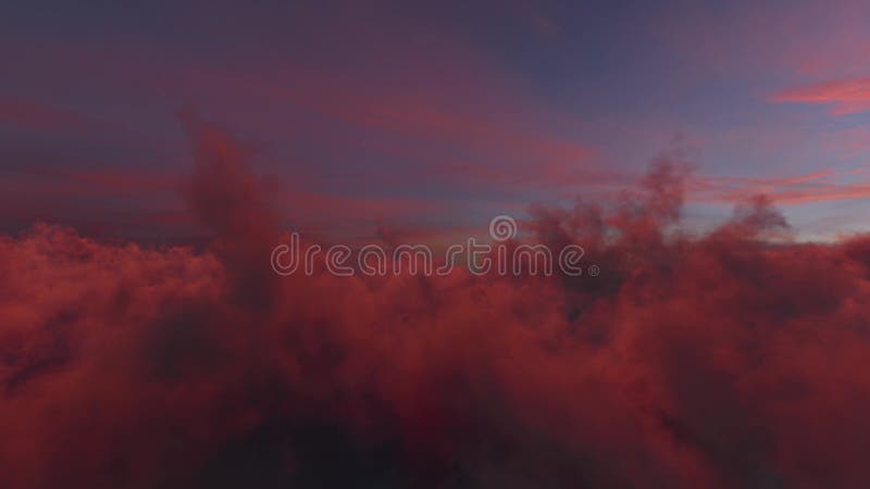 Flying Above the Cinematic Sunset Red Clouds Loop 02 Stock Footage ...