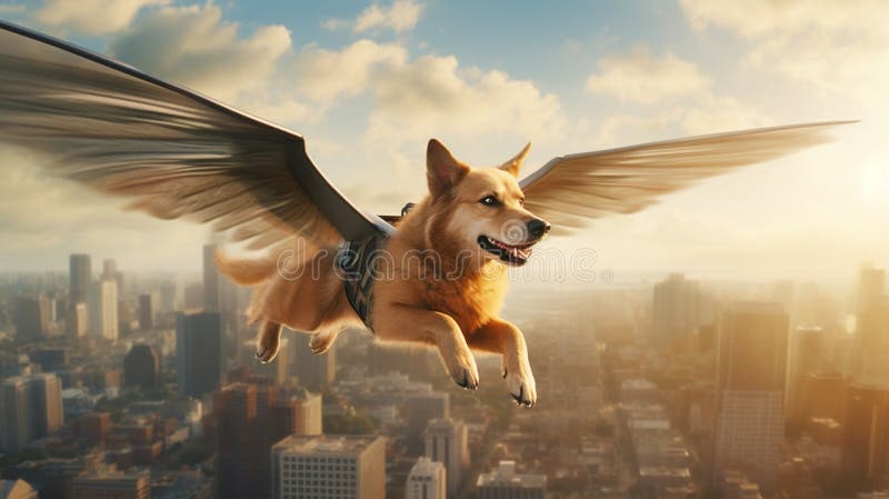 Flying Above City Dog Wings Stock Photos - Free & Royalty-Free Stock ...