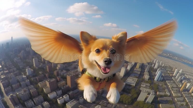 Flying Above City Dog Wings Stock Photos - Free & Royalty-Free Stock ...