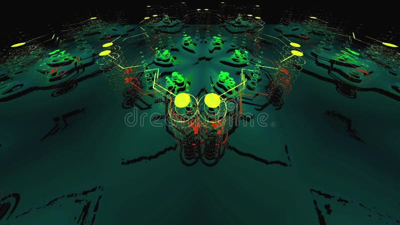 Flying Above Colorful Connected Dot with Black Background. Big Data ...