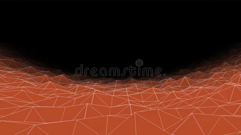 Flying Above Plexus Grid Landscape on a Dark Background, Seamless Loop ...
