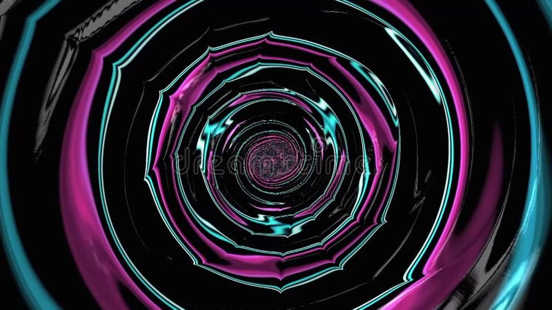 Flying through Abstract Blue and Violet Glowing Circle. Modern Loop ...