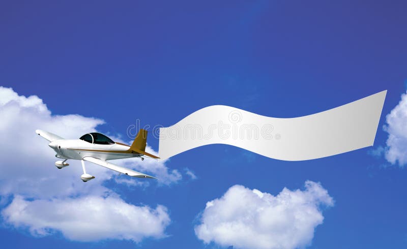 Flying advertisement stock image. Image of flight, blank - 14130951