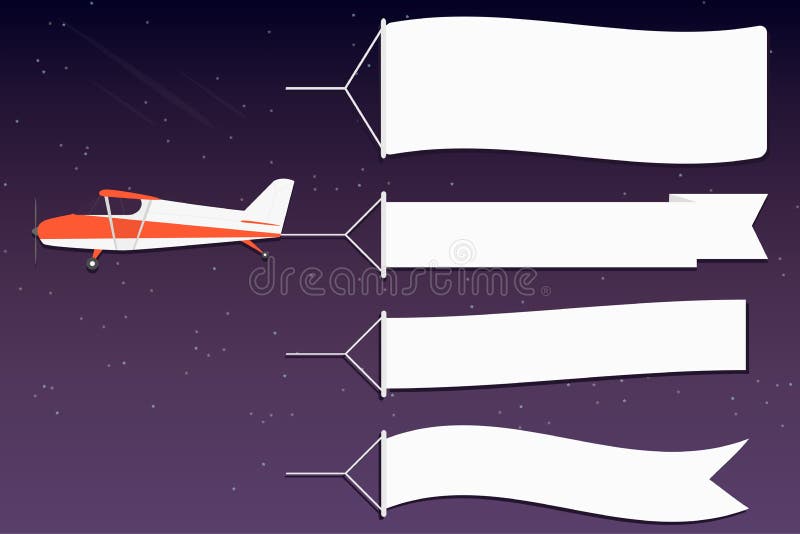 Flying Vintage Plane with the Advertising Banner Stock Vector ...