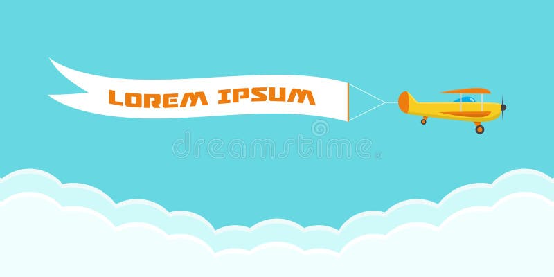 Flying Advertising Banner, Pulled by Light Aircraft with - Stock Vector ...