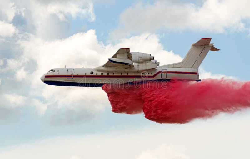 Flying Aerial Firefighting Pour Water Stock Image - Image of ...