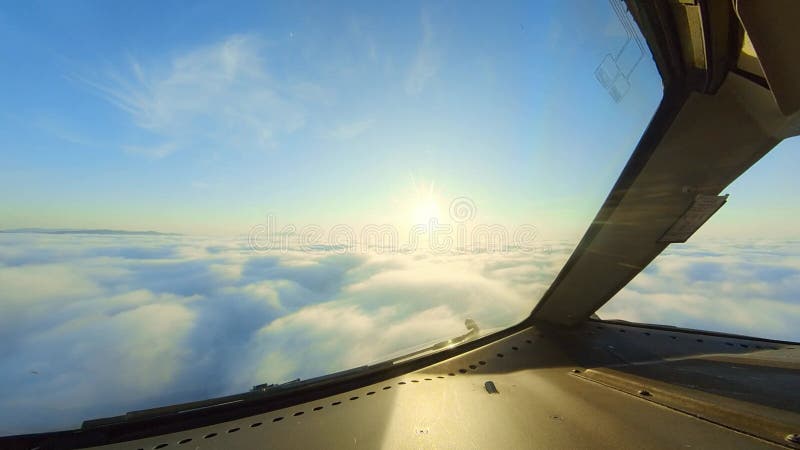 Flying Against the Sun on Clouds Top Stock Video - Video of cockpit ...
