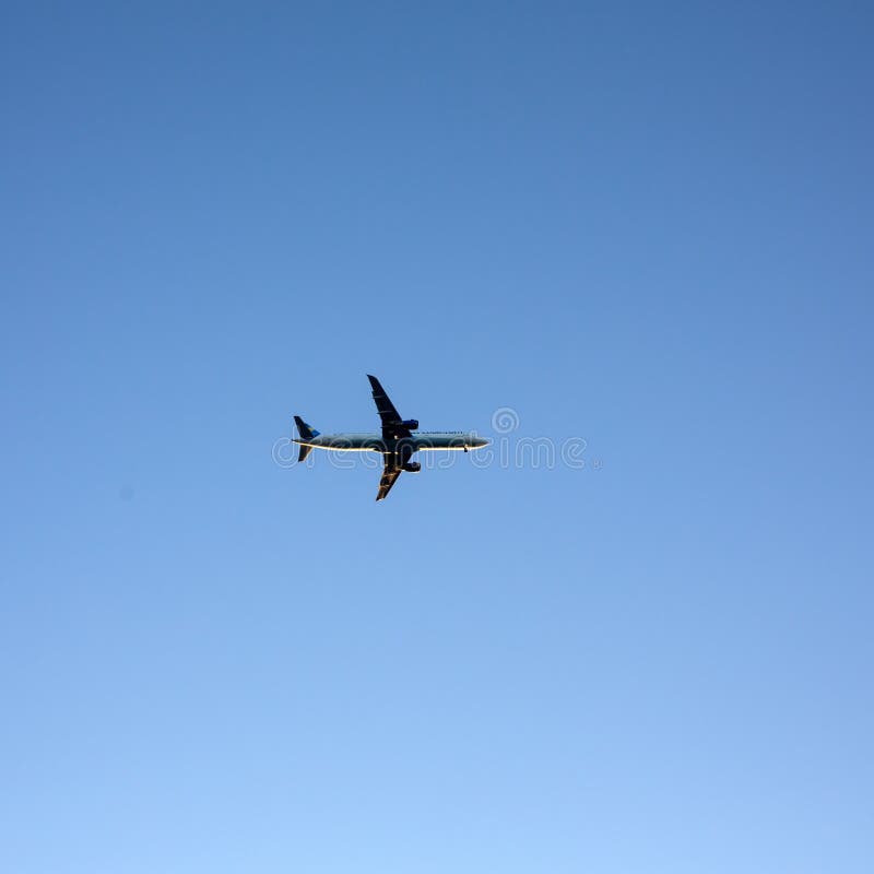 Flying Airplane in Beautiful Weather Editorial Photography - Image of ...