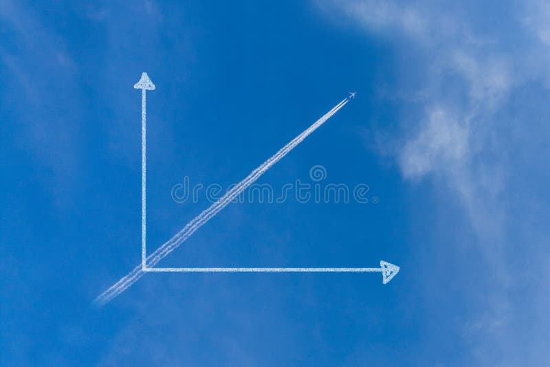 Flying Airplane on the Blue Sky in Graph Creative Business Concept ...