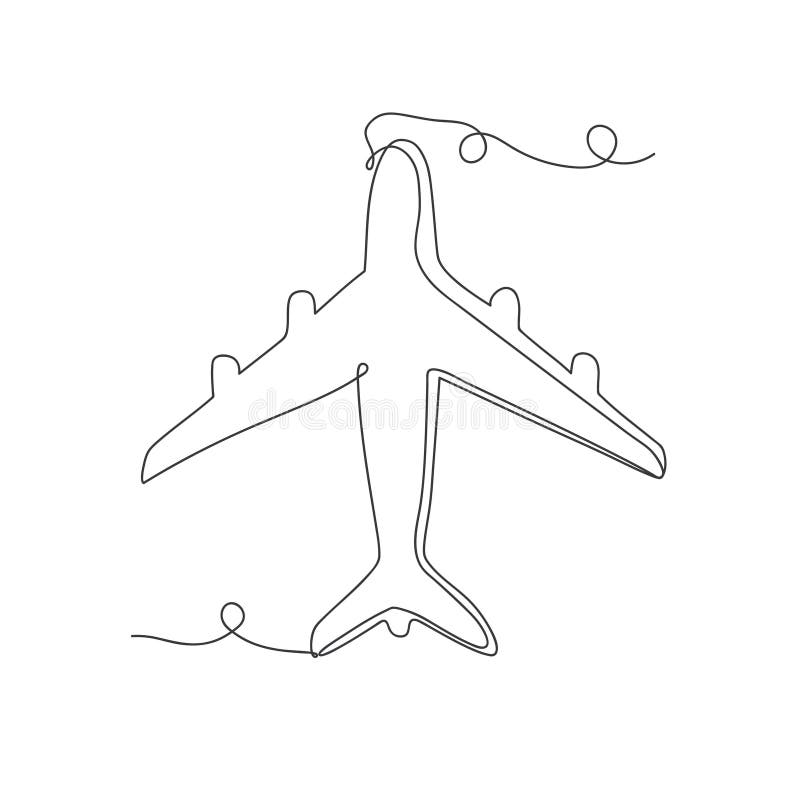 Flying Airplane Continuous One Line Art Isolated Vector Illustration ...