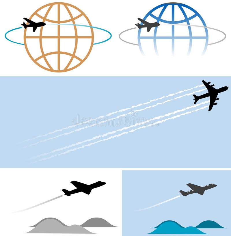 Flying Airplane Icons Symbols Stock Vector - Illustration of flight ...