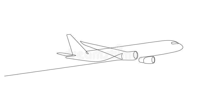 Flying Airplane Minimalism One Line Continuous Drawing Thin Line Vector ...