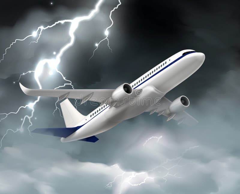 Flying Airplane Storm Composition Stock Vector - Illustration of trip ...