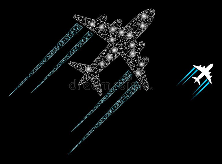 Flying Airplane Trace - Bright Web Net with Lightspots Stock Vector ...