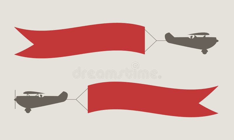 Airplane with Red Ribbon Banner. Background for Design Card, Poster ...