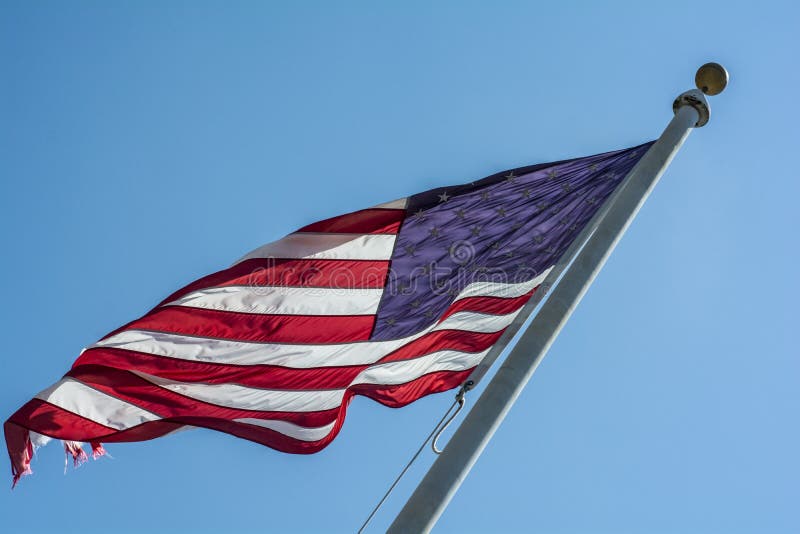 Flying american flag stock image. Image of blueskies - 88723645