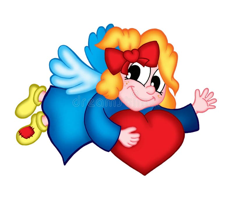 Flying angel with heart stock illustration. Illustration of angel - 5265205