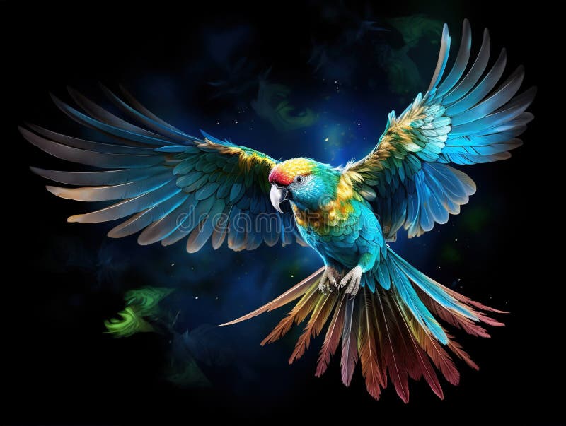 Ai Generated Illustration Wildlife Concept of Flying Ara Stock ...