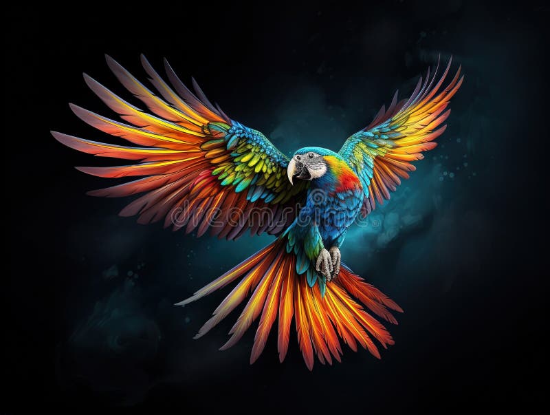 Ai Generated Illustration Wildlife Concept of Flying Ara Stock ...