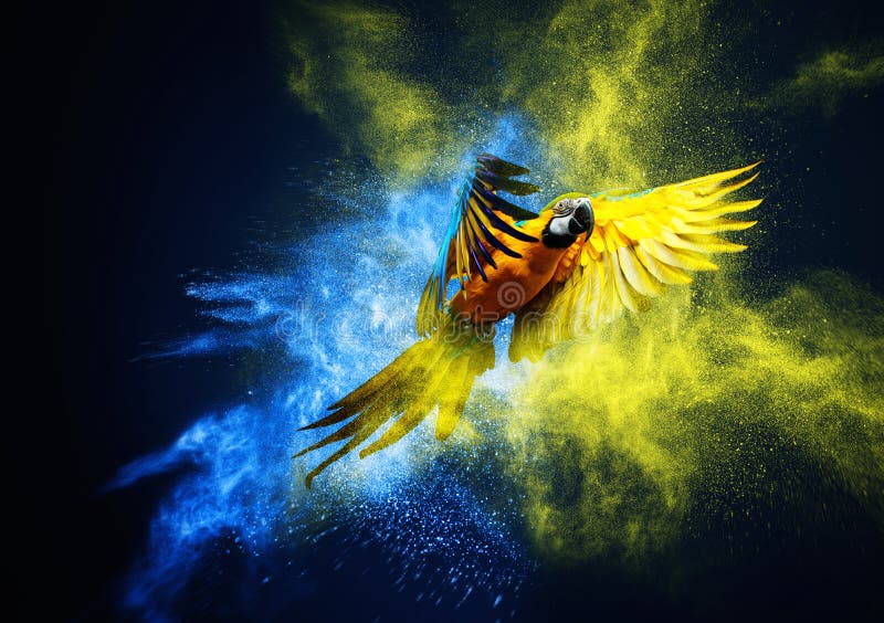 Flying Ara parrot stock photo. Image of dynamic, caribbean - 45867752