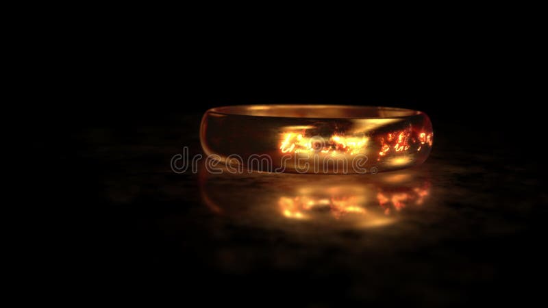 Flying Around the Gold Ring the LORD of the RINGS on the Matte Glass ...