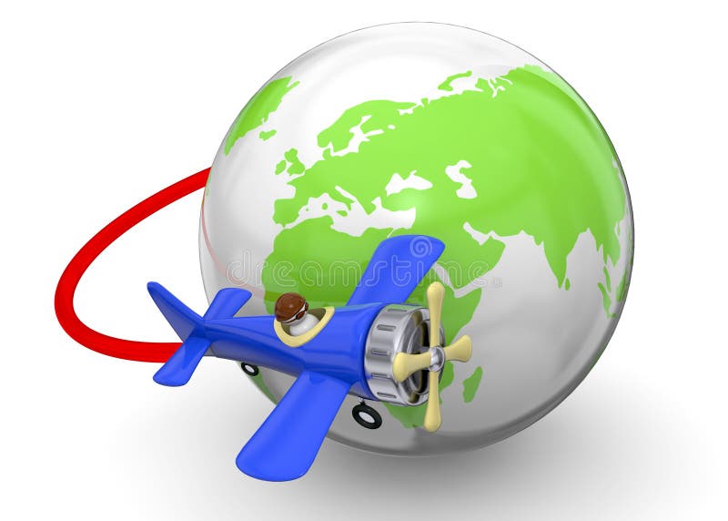 Flying Around the World Concept - 3D Stock Illustration - Illustration ...
