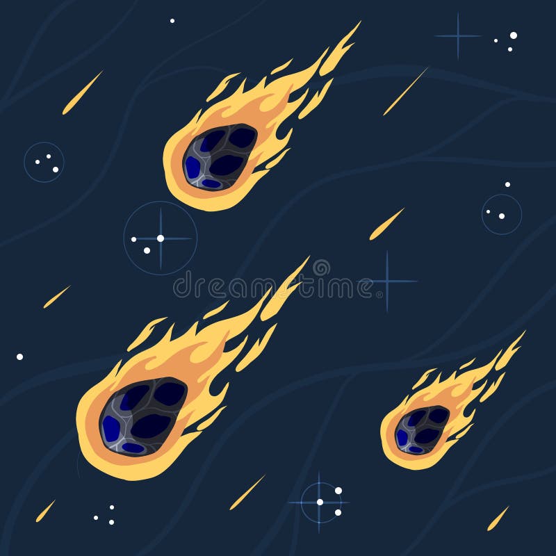 Flying Asteroid, Burning Comet Stock Vector - Illustration of stone ...