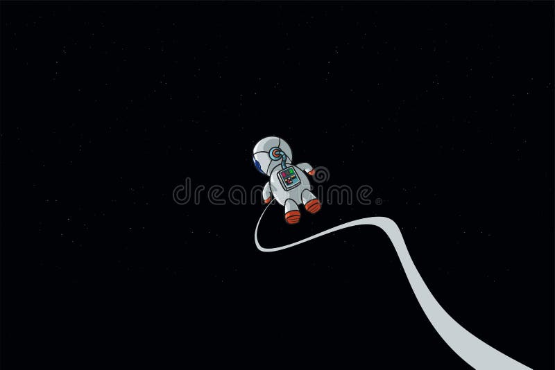 Flying Astronaut in a Dark Deep Space Stock Vector - Illustration of ...