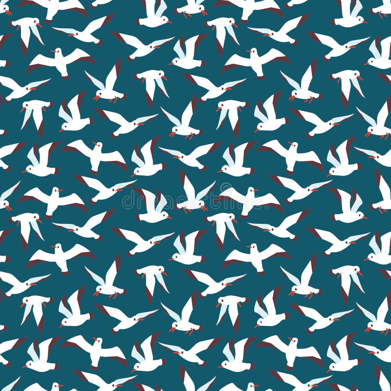 Flying Atlantic Seabird Seamless Pattern Stock Vector - Illustration of ...