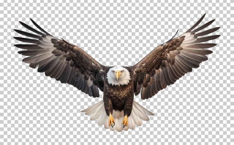 Flying Bald Eagle Front View Isolated on Transparent Background PNG ...