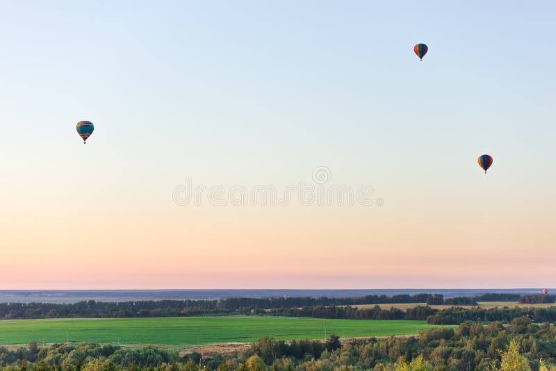 Flying in a Balloon. Three Objects in the Air Against a Cloudless Sky ...
