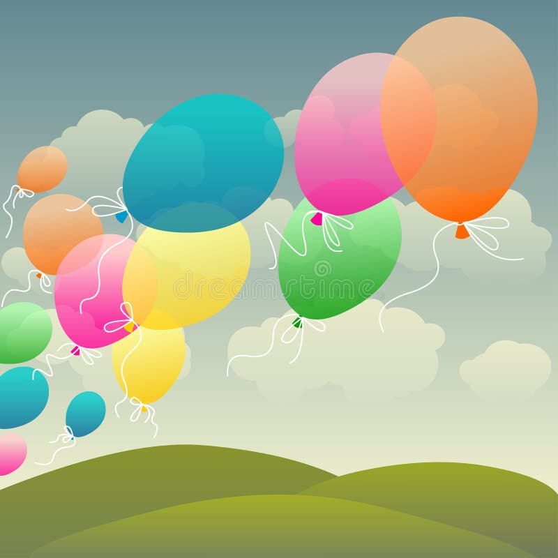 Flying balloons stock vector. Illustration of cloud, happy - 53137245