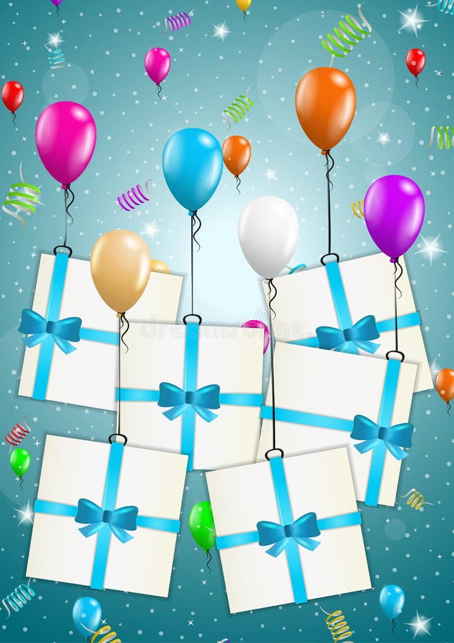 Flying Balloons with Presents Stock Illustration - Illustration of ...