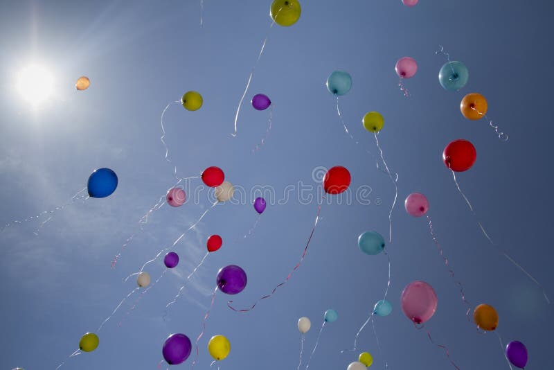 Flying balloons stock photo. Image of growth, colors - 31277390