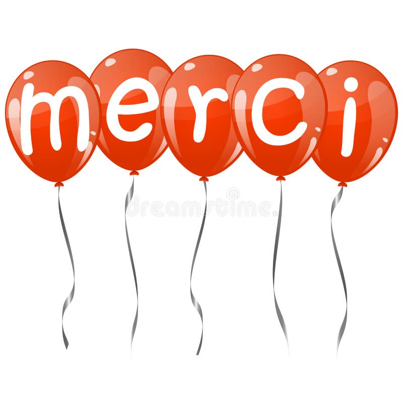 Flying Balloons with Text MERCI Stock Vector - Illustration of ...