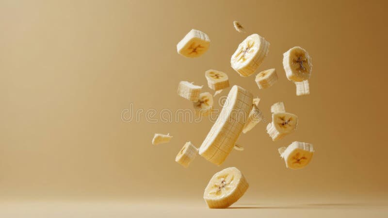 Flying Banana Slices, a Fresh Fruit Photo Stock Illustration ...