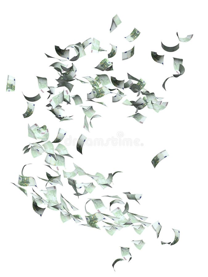 Flying banknotes of euro stock illustration. Illustration of bank ...