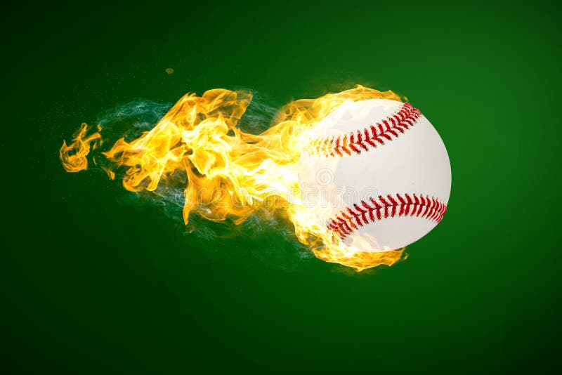 Baseball on fire stock photo. Image of design, leather - 12157892