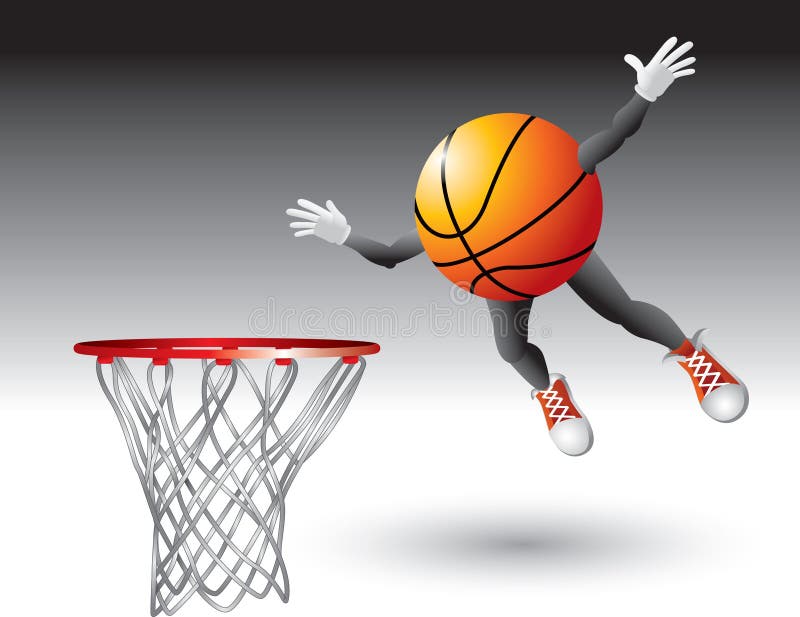 Flying Basketball Cartoon Character Stock Vector - Illustration of ...