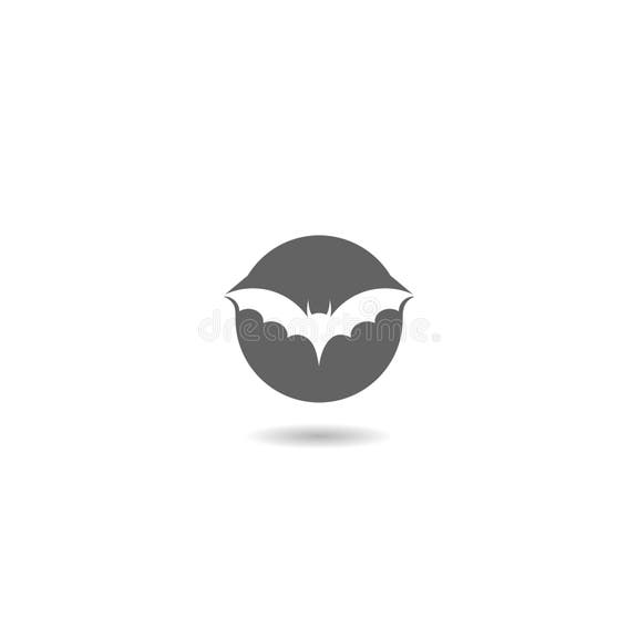 Flying Bat Icon in Modern Flat Style for Web with Shadow Stock Vector ...
