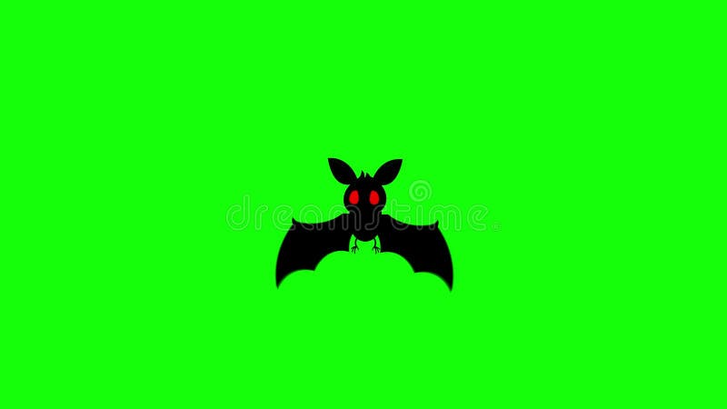 Flying Bat with Red Eyes on a Computer Graphic Animation. Green Screen ...