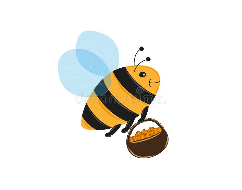 Honey bee with pollen stock vector. Illustration of colour - 115988682