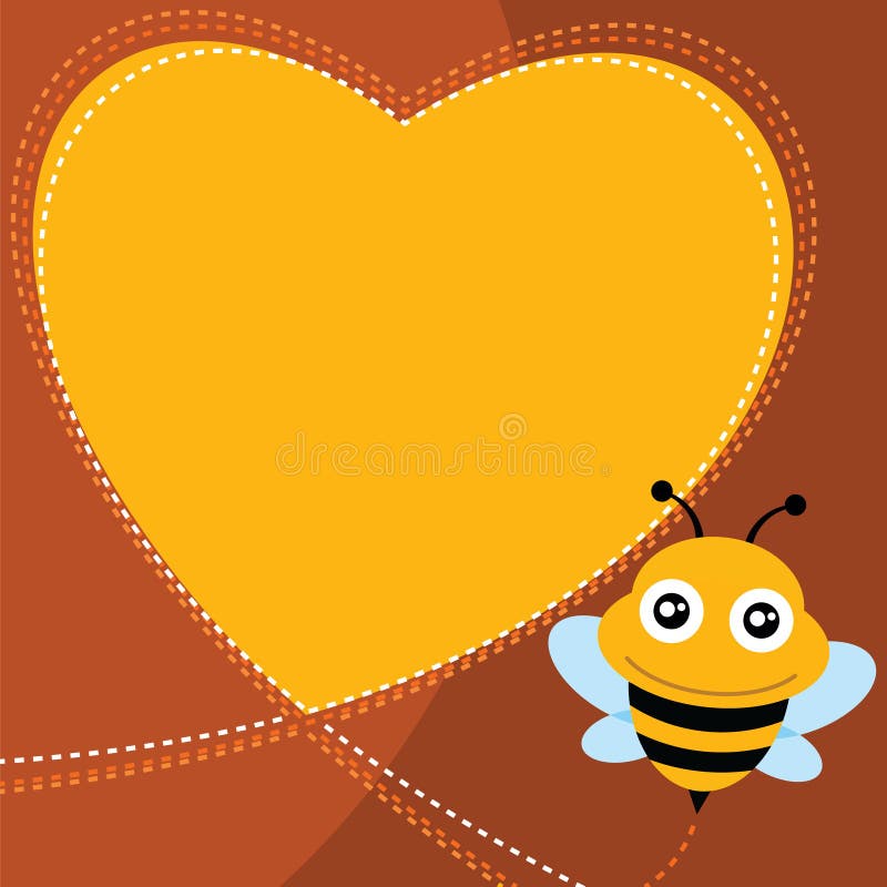 Flying Bee and Heart Shape. Stock Vector - Illustration of cartoon ...
