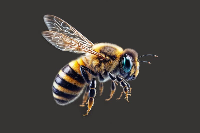 Flying Bee Macro. Generative Ai Stock Illustration - Illustration of ...