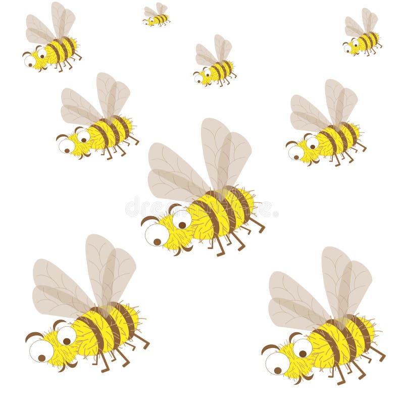 A Swarm of Bees Set Insects Stock Vector - Illustration of dipper ...