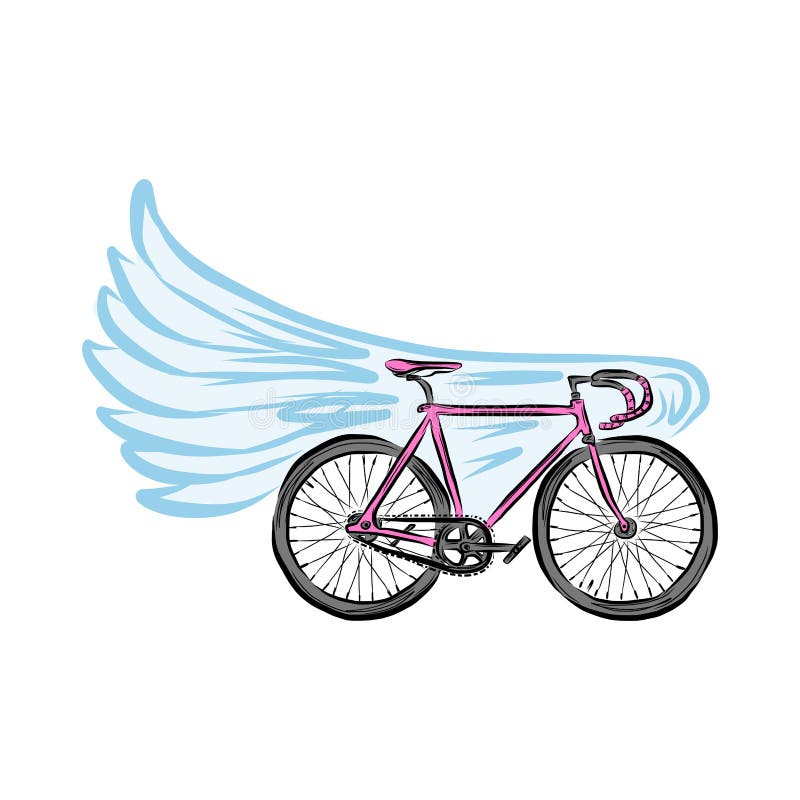 Flying bicycle stock vector. Illustration of decor, road - 43587870