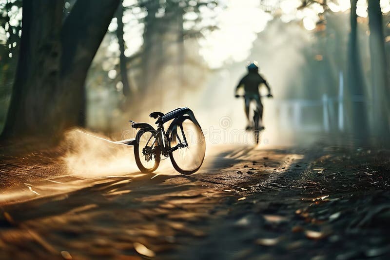 The Flying Bike is Captured with a Slow Shutter Speed Resulting Stock ...